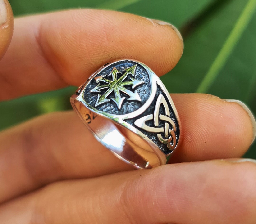 Symbol of Chaos Ring 925 STERLING SILVER Arrows of Chaos Eight-pointed ...