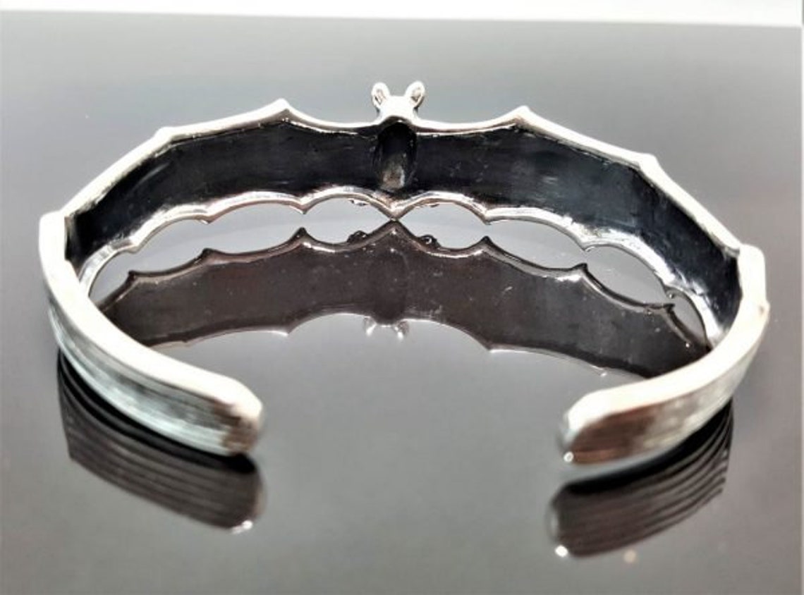 Bat Bracelet 925 Sterling Silver Bat Cuff Vampire Goth Rock - Etsy