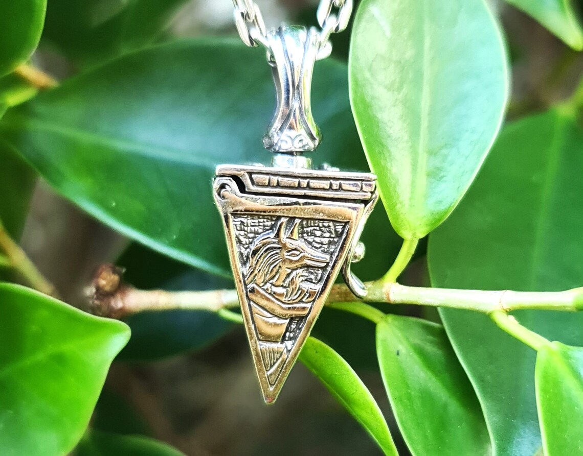 Egyptian Pyramid Locket Pendant STERLING SILVER 925 Anubis Great Sphinx ...
