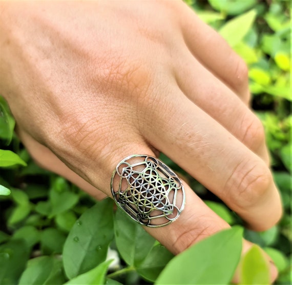Metatron Cube Ring STERLING SILVER 925 Sacred Geometry - Etsy
