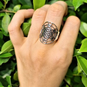 Metatron Cube Ring STERLING SILVER 925 Sacred Geometry Archangel ...