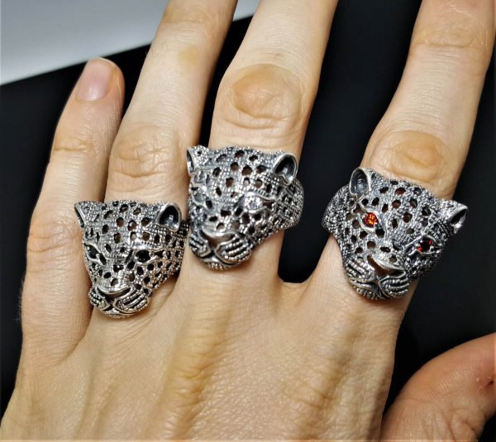 Panther Ring STERLING SILVER 925 Jaguar Cubic Zirconia - Etsy