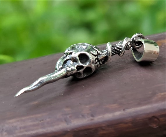 Skull Dagger Pendant STERLING SILVER 925 Curvy Dagger Skull - Etsy UK