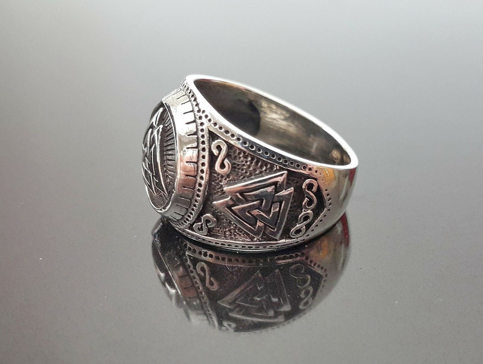 Valknut Ring STERLING SILVER 925 Viking Runic Odin Sacred | Etsy