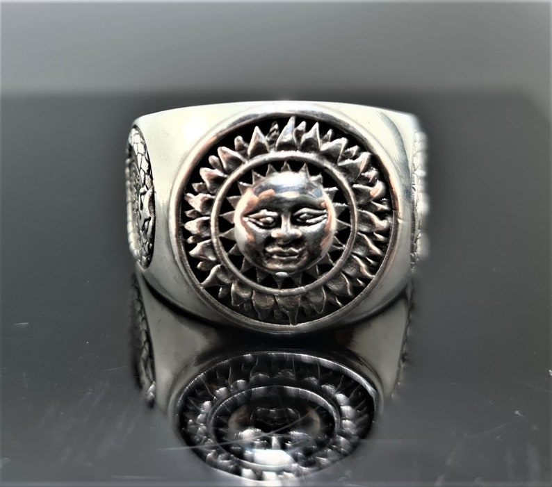 Sun God Ring STERLING SILVER 925 Ouroboros Vegvisir Runic - Etsy