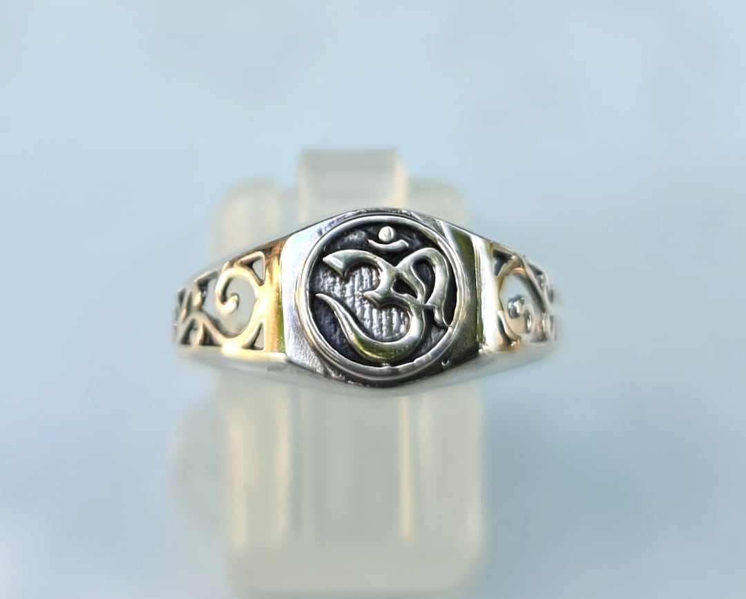 Om Ring 925 STERLING SILVER 925 AUM Ohm Hindu Yoga Om Mantra Talisman ...