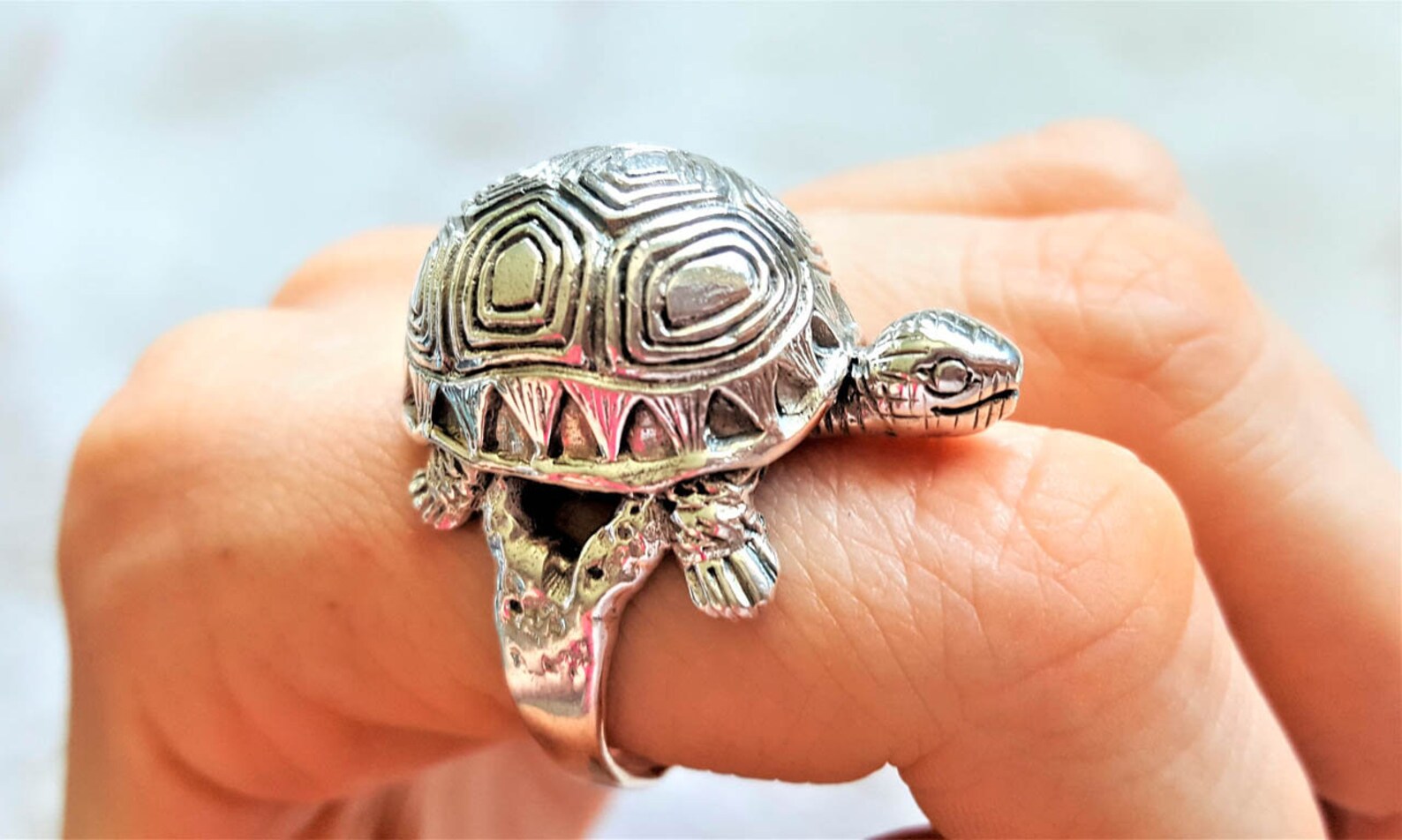 Turtle Ring STERLING SILVER 925 Tortoise Sea Turtle Ocean - Etsy