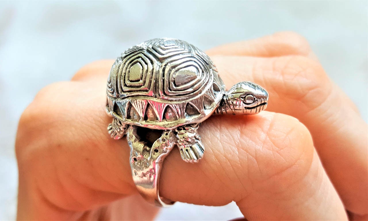 Turtle Ring STERLING SILVER 925 Tortoise Sea Turtle Ocean | Etsy
