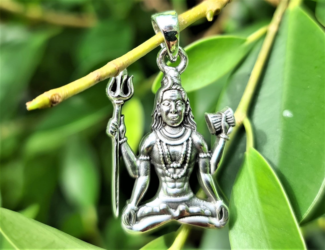 Shiva With Trident Pendant STERLING SILVER 925 Great Lord - Etsy