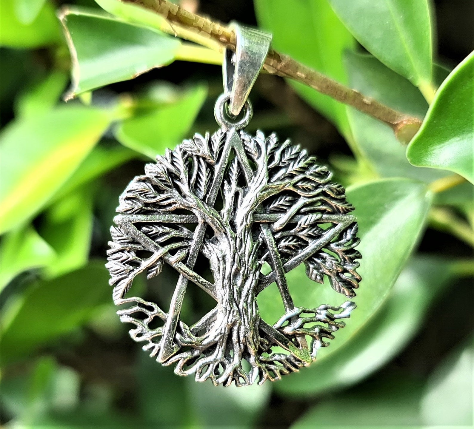 Pentagram Pendant 925 STERLING SILVER Tree of Life Pentacle Five ...