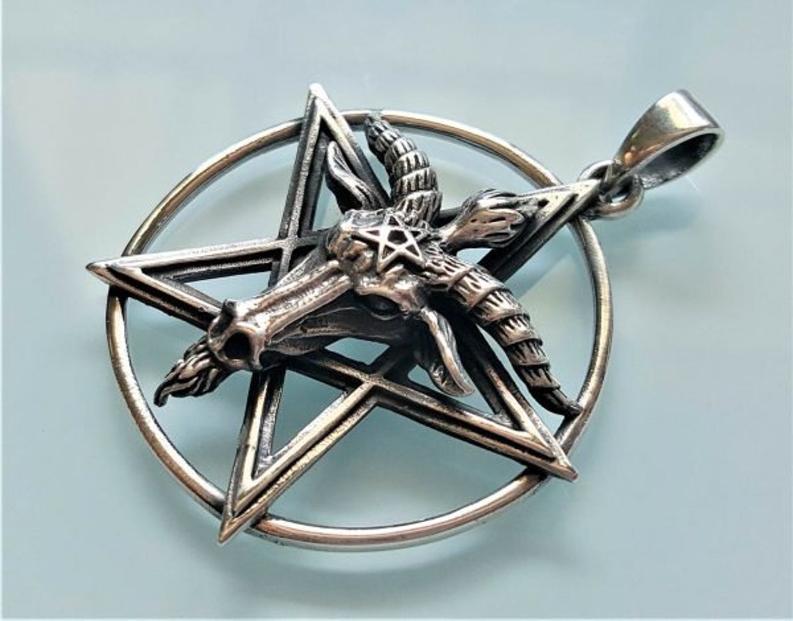 Baphomet Pendant STERLING SILVER 925 Pentagram Star Occult - Etsy
