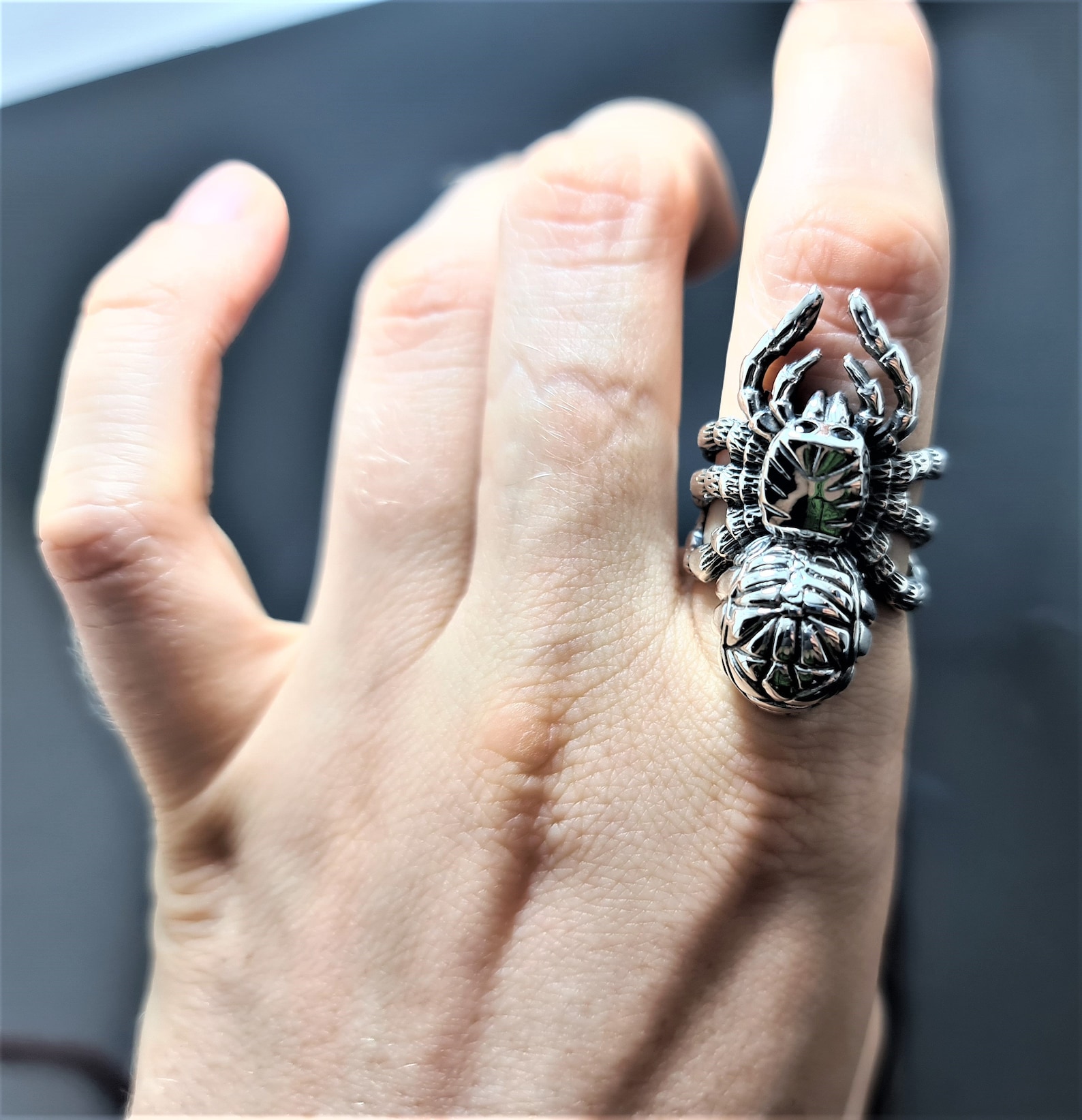 Giant Spider Ring 925 Sterling Silver Large Jumping Spider - Etsy