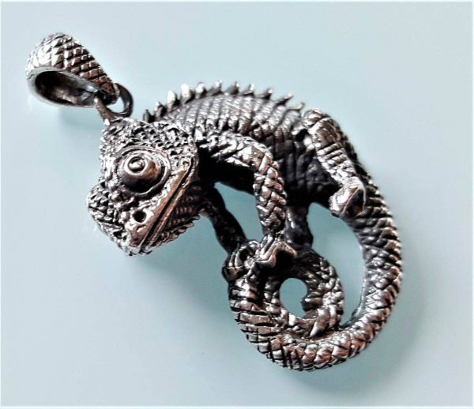 Chameleon Pendant STERLING SILVER 925 Exclusive Design Lizard | Etsy