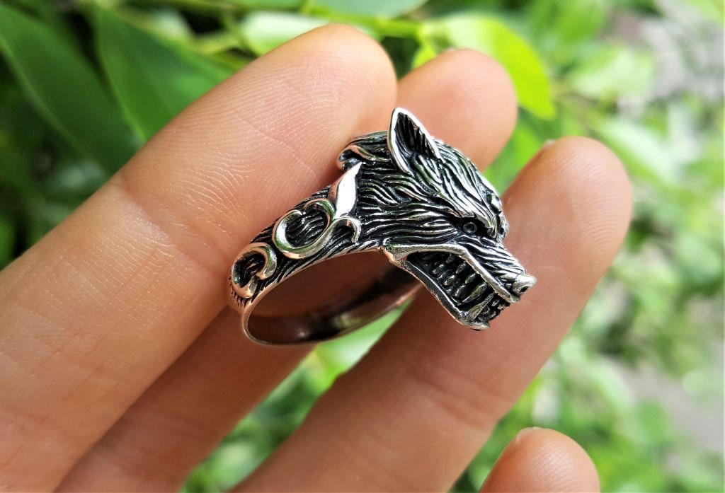 Wolf Ring STERLING SILVER 925 Totem Animal Talisman Amulet - Etsy