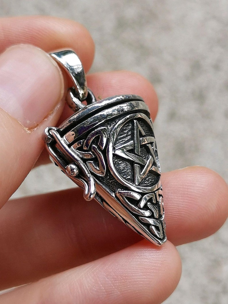 Pentagram Locket Pendant 925 Sterling Silver Star Trinity Celtic Knot ...
