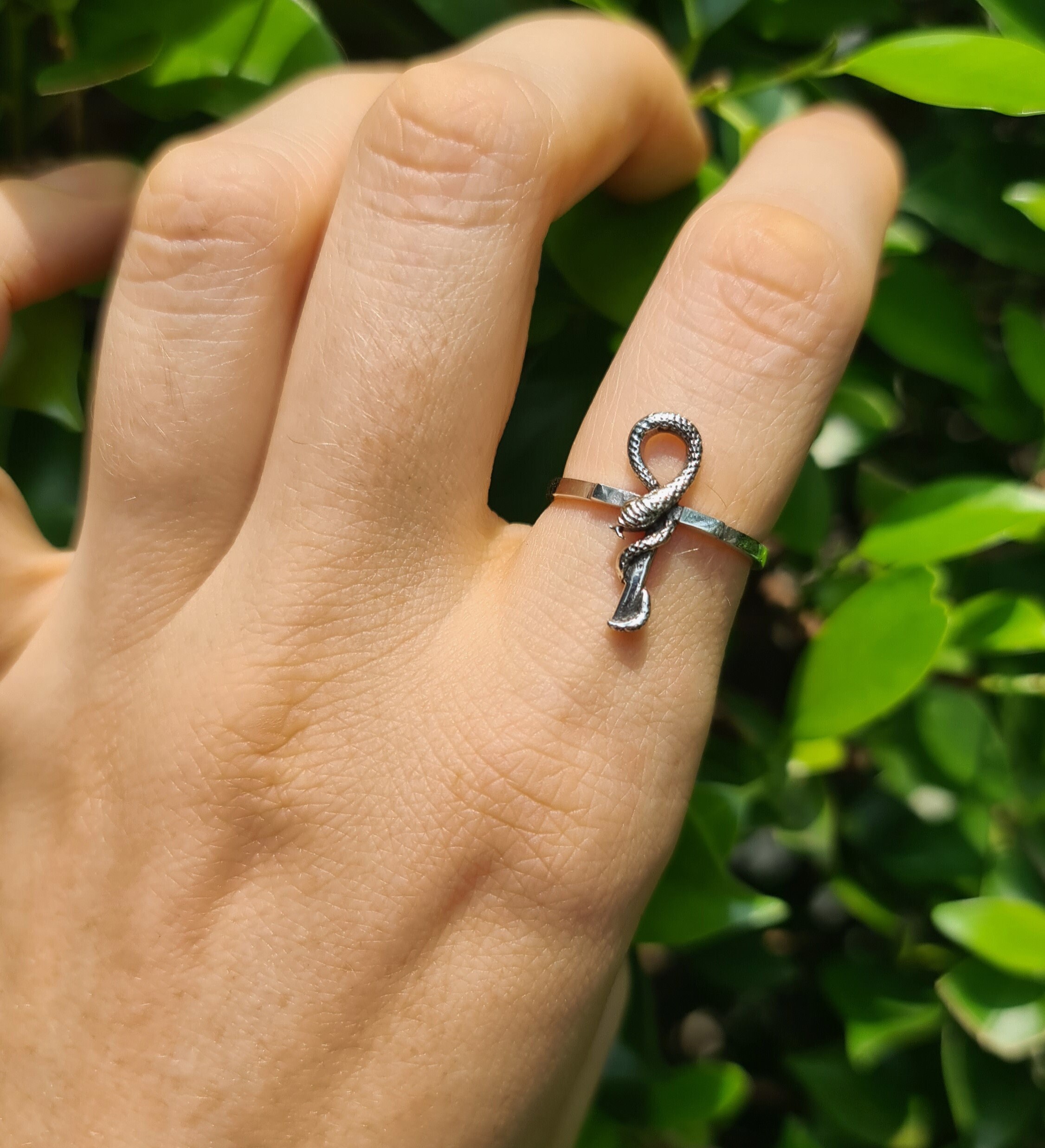 Egyptian Ankh Snake Ring STERLING SILVER 925 Cross Key of Life - Etsy