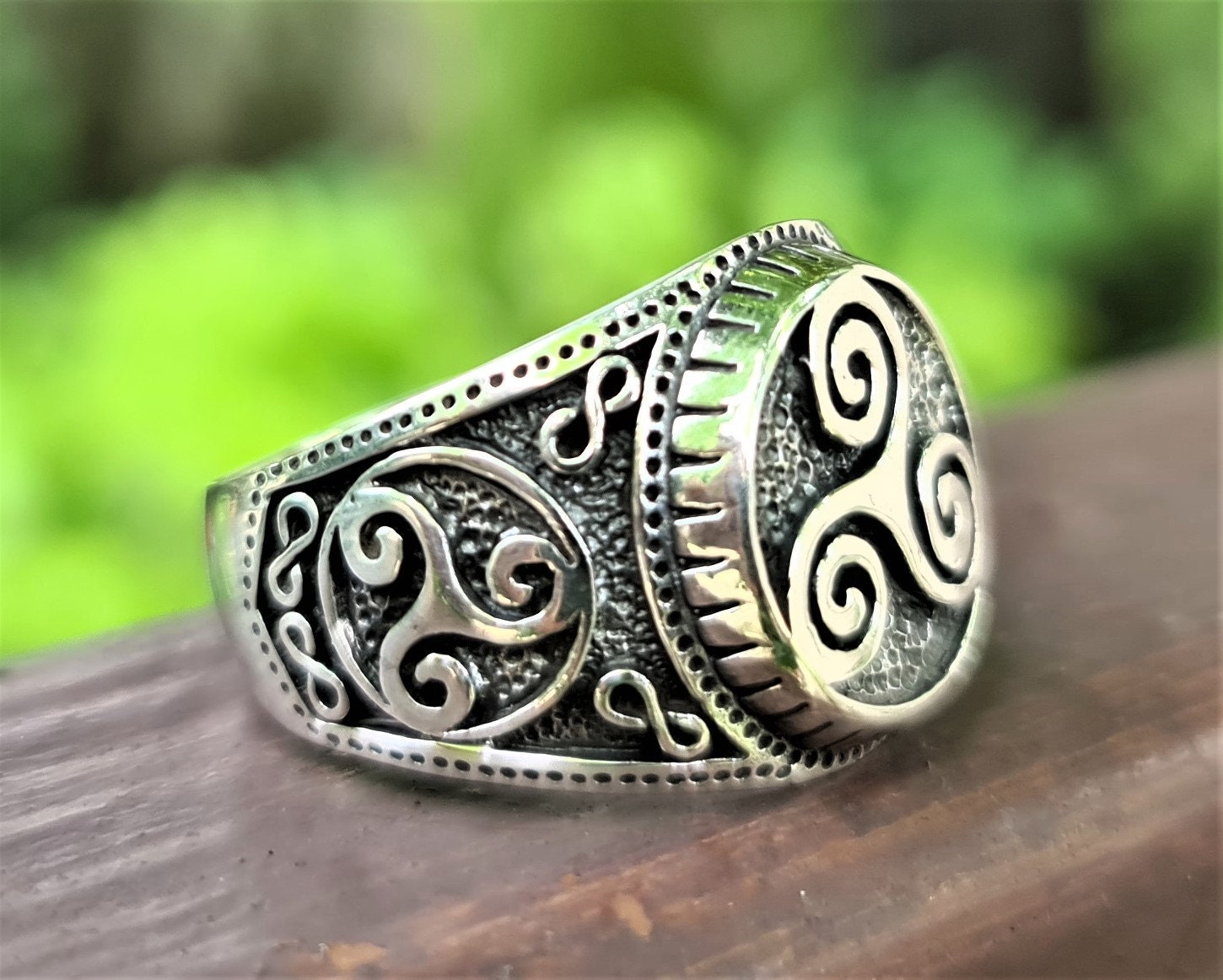 Triskelion Ring STERLING SILVER 925 Triskele Trinity Infinity Symbol ...