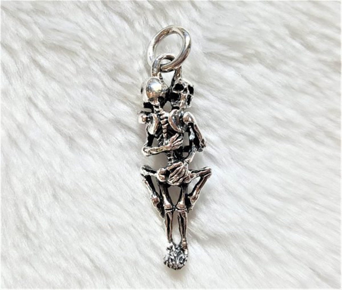 Hugging Skeletons Pendant 925 Sterling Silver Hug Love Skull - Etsy