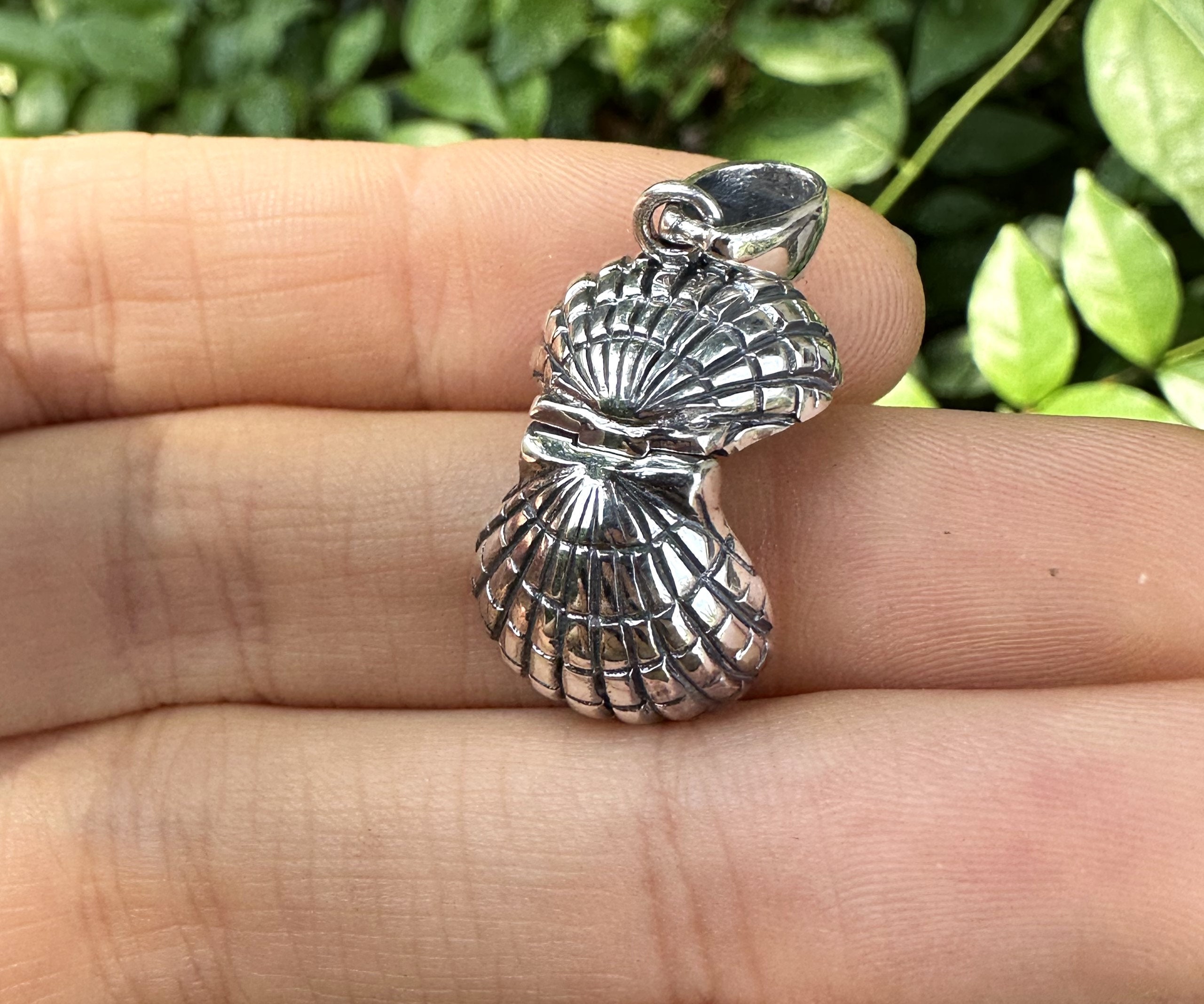 Mermaid's Seashell Locket Pendant 925 STERLING SILVER Clam Shell Ocean ...