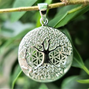 Tree of Life 3D Pendant STERLING SILVER 925 Flower of Life Sacred ...