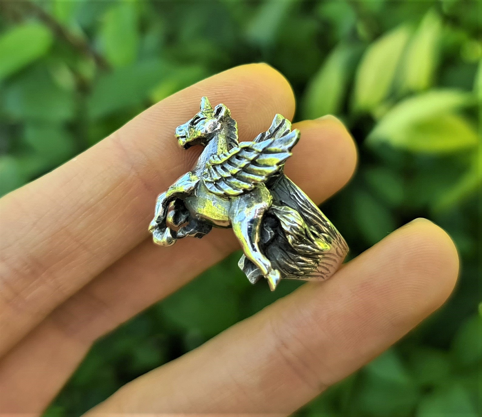PEGASUS Ring STERLING SILVER 925 Unicorn Greek Mythology Wild - Etsy