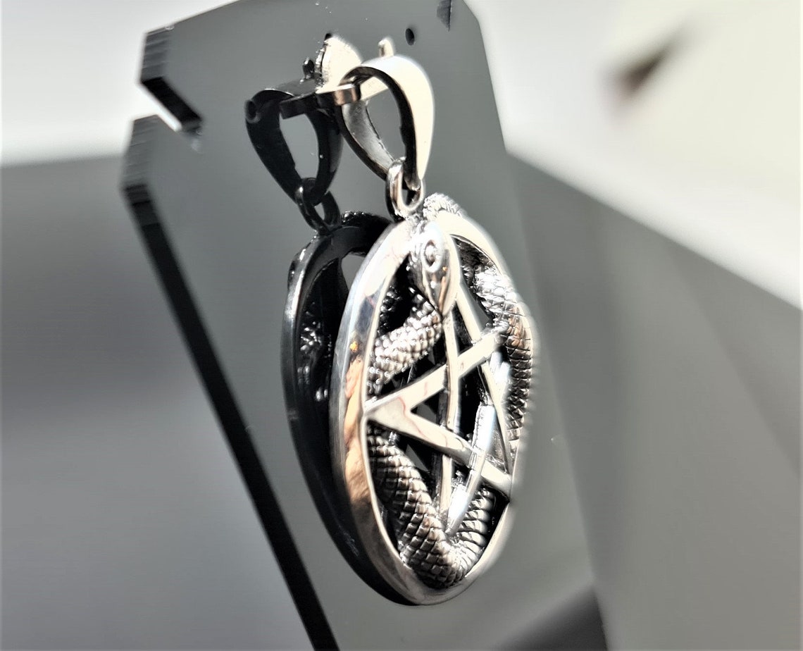 Pentacle Snake Pendant 925 Sterling Silver Pentagram Interlocking ...