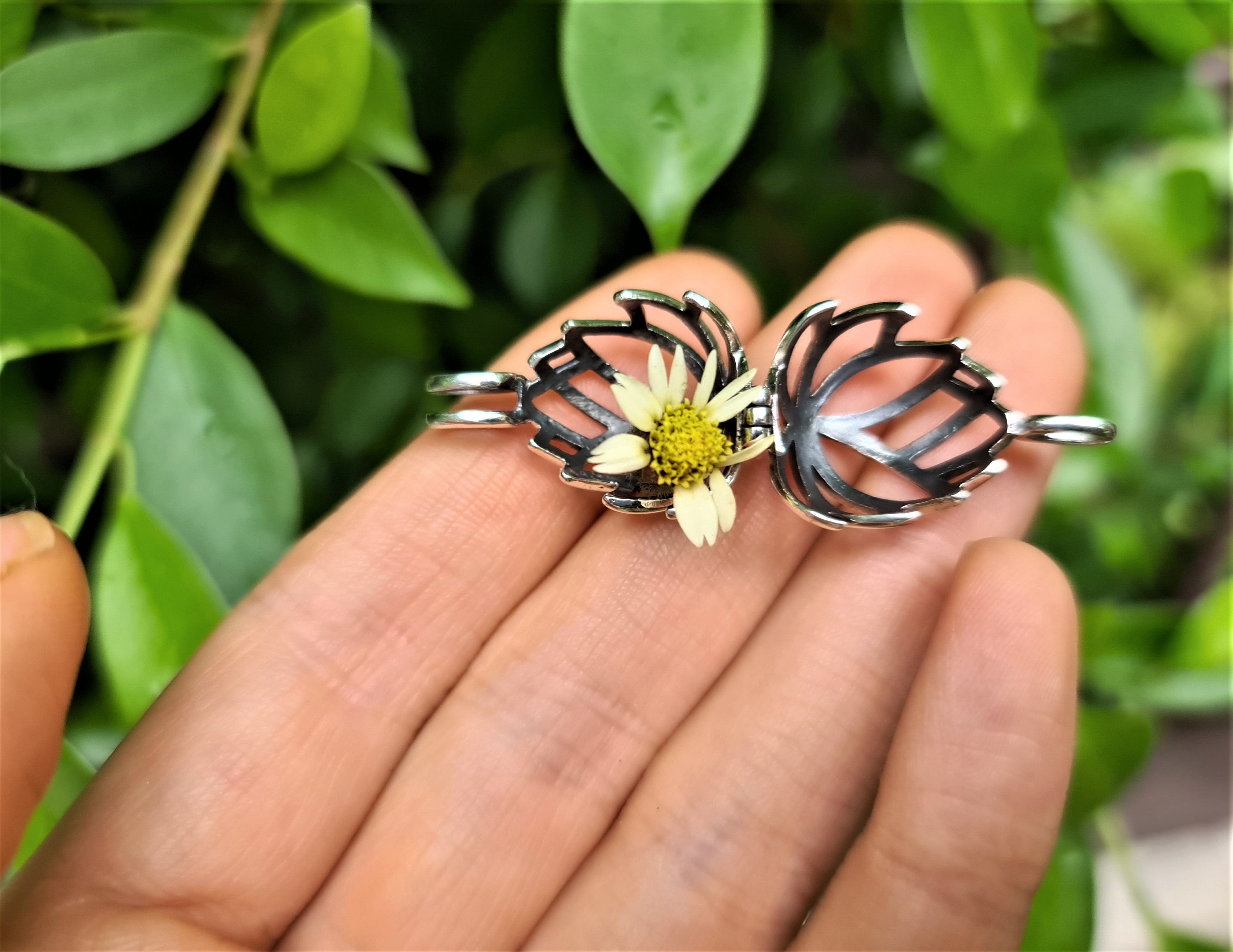 Lotus Cage Locket Pendant STERLING SILVER 925 Secret - Etsy