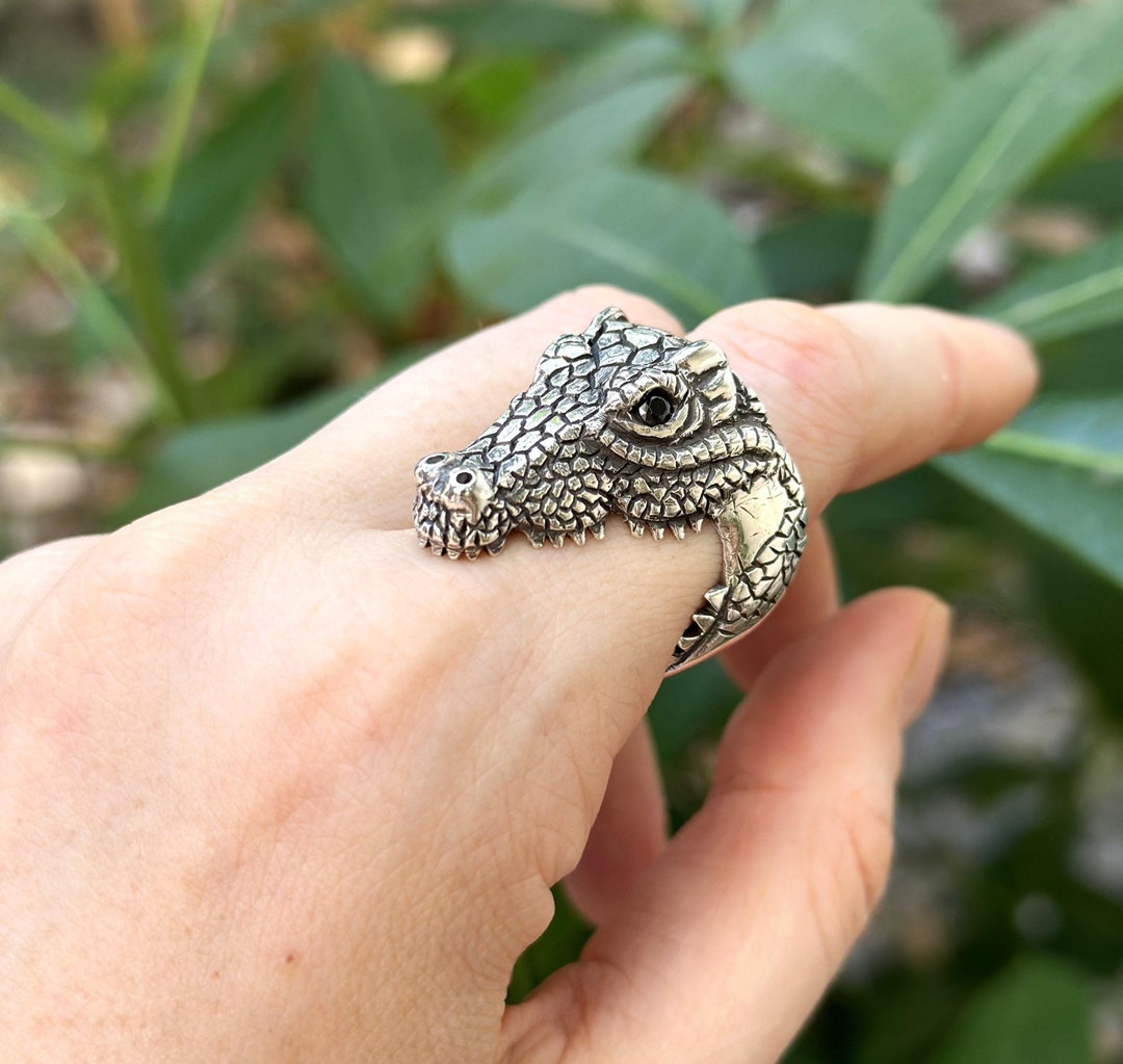 Crocodile Mouth Ring STERLING SILVER 925 Alligator Teeth Ring Crocodile ...