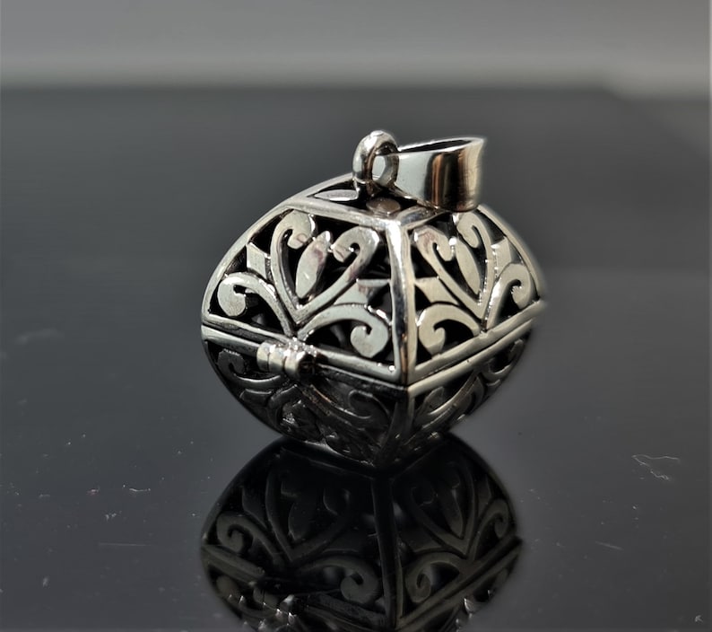 Jewelry Box Locket Pendant STERLING SILVER 925 Secret Compartment ...