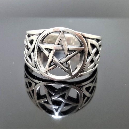 Pentagram Star Ring 925 Sterling Silver Rams Head Occult - Etsy