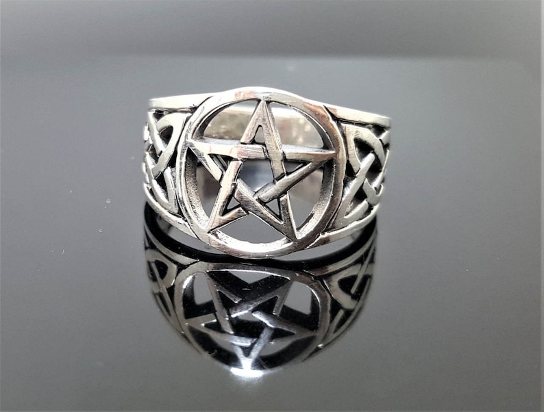 Pentagram Ring 925 Sterling Silver Star Pentacle Sacred | Etsy