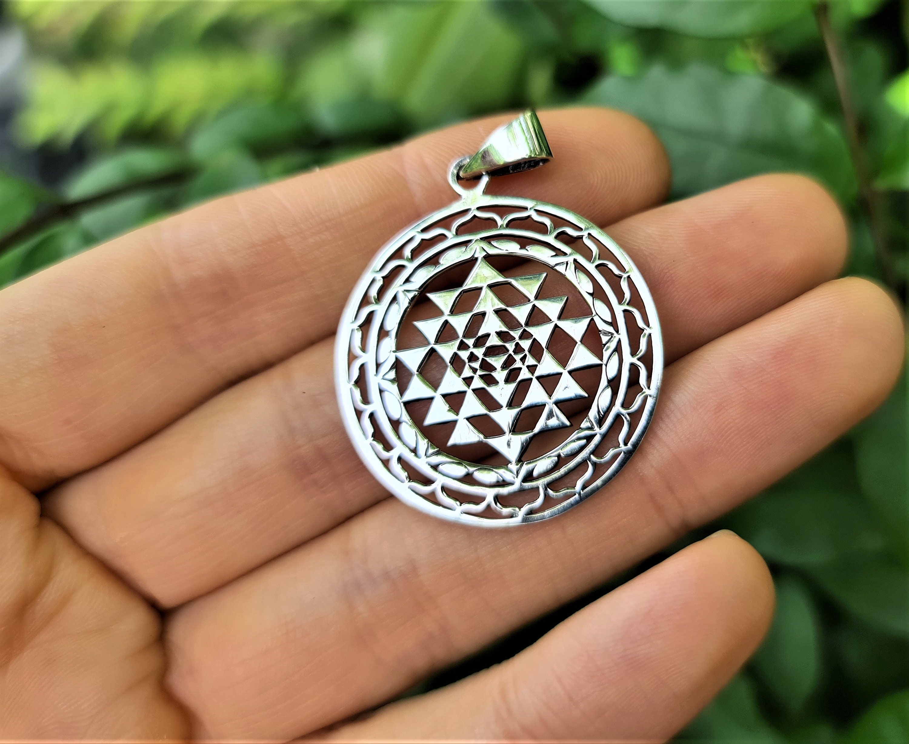 Shri Yantra Pendant STERLING SILVER 925 Sacred Symbol Geometry Harmony ...