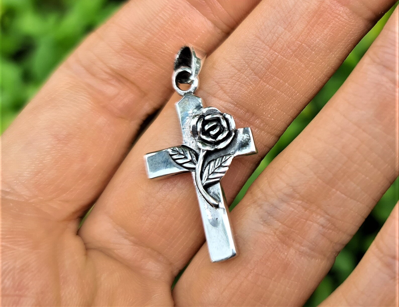 Rose Cross Pendant 925 STERLING SILVER Esoteric Rosicrucian - Etsy