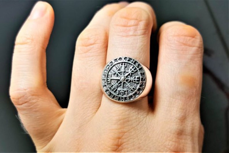 Vegvisir Ring 925 Sterling Silver Icelandic Magical Stave - Etsy