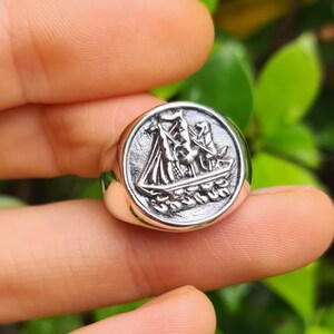 Sailboat Ring 925 Sterling Silver Sailing Ship Nautical Symbol Sailor ...