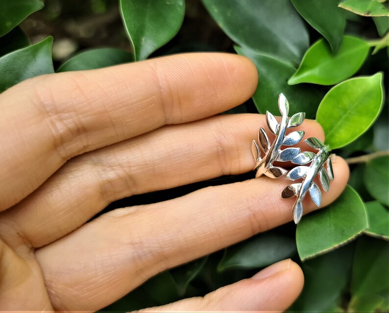 Branch Ring STERLING SILVER 925 Leaves Olive Tree Branch | Etsy