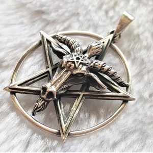 Baphomet Pendant STERLING SILVER 925 Pentagram Star Occult Sacred ...
