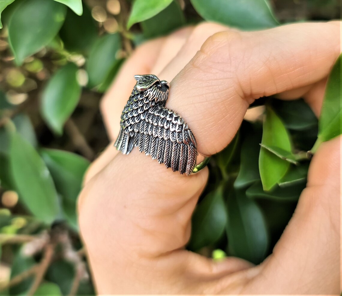 Owl in Flight Ring STERLING SILVER 925 Symbol of Wisdom | Etsy