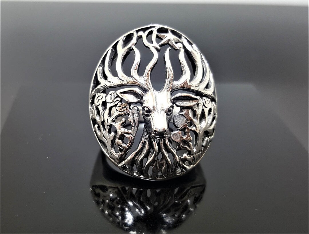 Deer Ring STERLING SILVER 925 Antler Totem Animal Unique Exclusive Gift ...