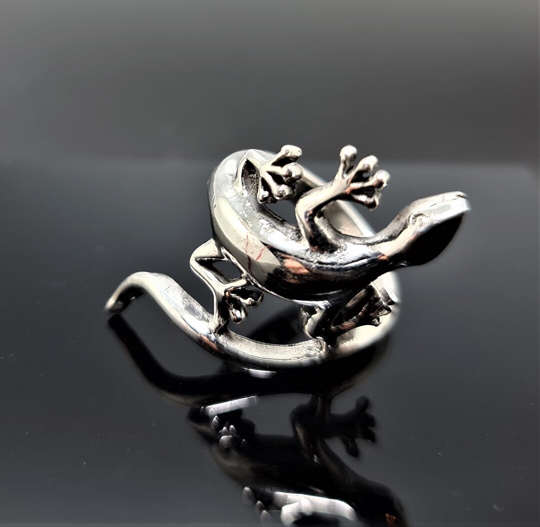 Lizard Ring STERLING SILVER 925 Gecko Lizard Handmade Animal Jewelry ...