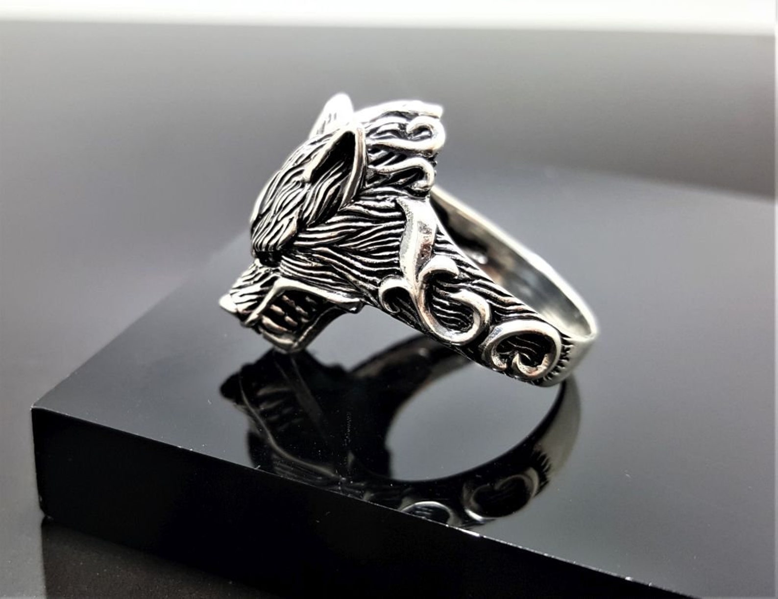 Wolf Ring STERLING SILVER 925 Totem Animal Talisman Amulet - Etsy