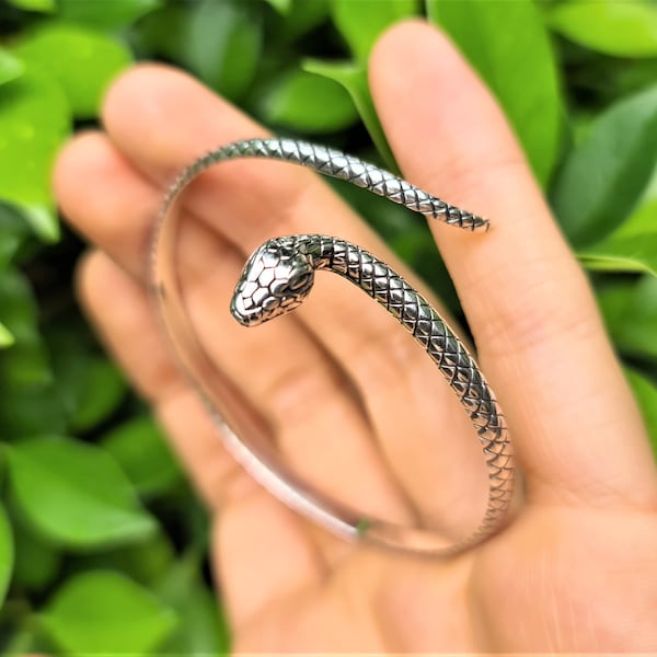 Silver Snake Bangle - Etsy