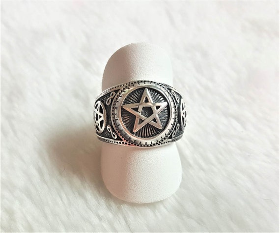 925 Sterling Silver Ring Talisman Pentagram Star Infinity | Etsy