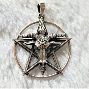Baphomet Pendant STERLING SILVER 925 Pentagram Star Occult Sacred ...