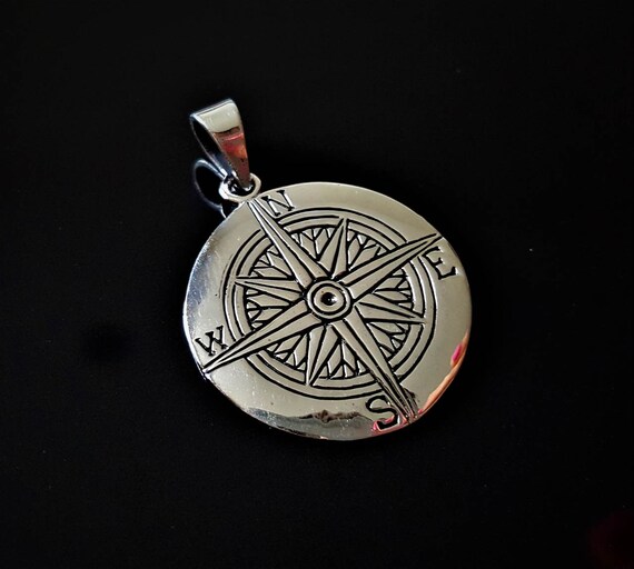 Wind Rose Compass Pendant STERLING SILVER 925 Nautical Sacred - Etsy