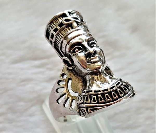 Nefertiti Ring STERLING SILVER 925 Egyptian Queen Great Royal | Etsy