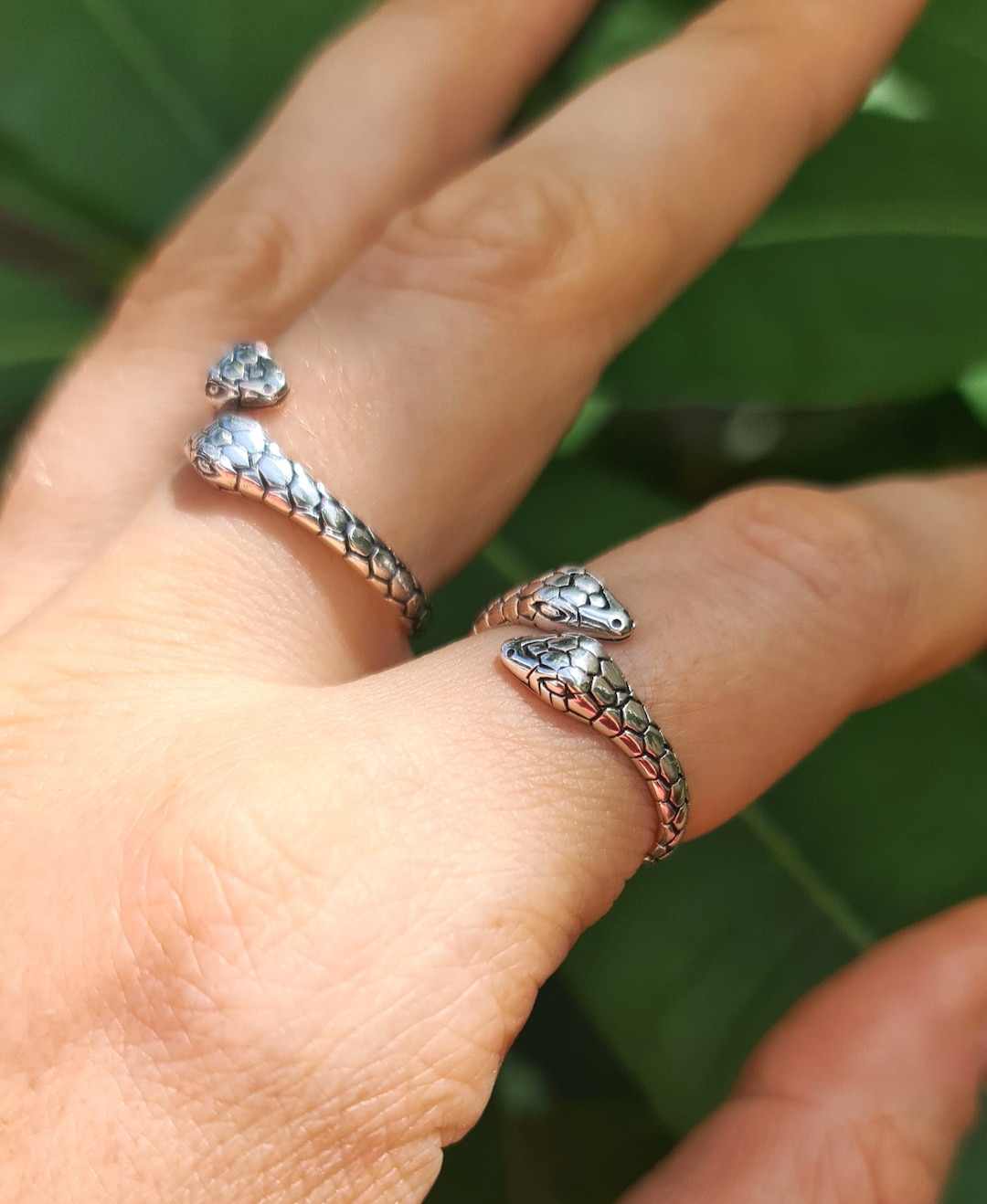 Double Head Snake Ring 925 STERLING SILVER Ouroboros Snake Circle of ...