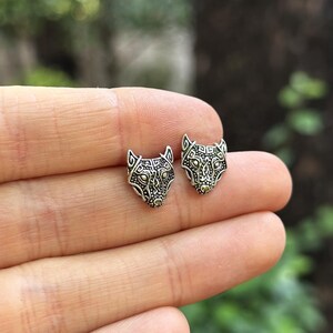 Fenrir Wolf Stud Earrings STERLING SILVER 925 Viking Talisman ...