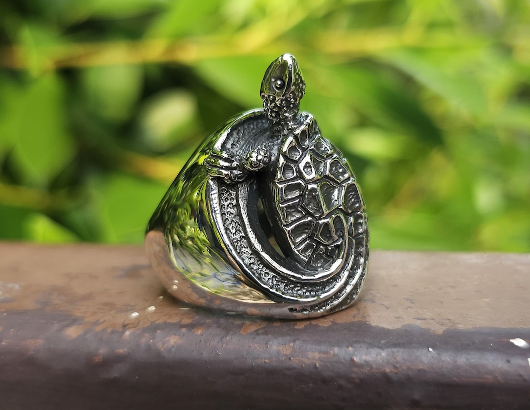 Large Turtle Ring STERLING SILVER 925 Tortoise Sea Turtle Ocean Totem ...