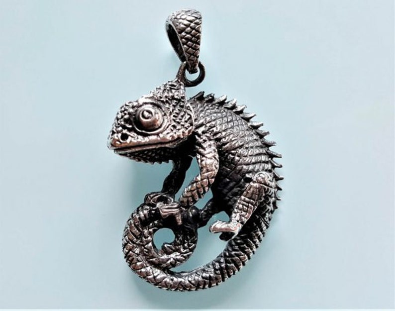 Chameleon Pendant STERLING SILVER 925 Exclusive Design Lizard - Etsy
